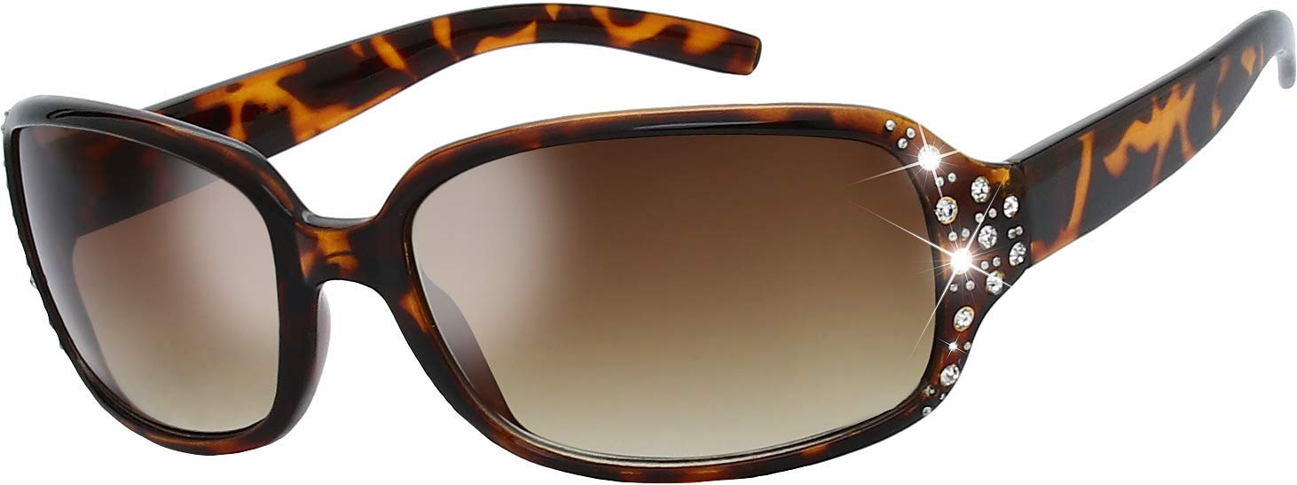 The Fresh Polarized Trendy Classic Women Hot Fashion Rhinestones Sunglasses - Exquisite Packaging (01-Black, Gradient Grey)