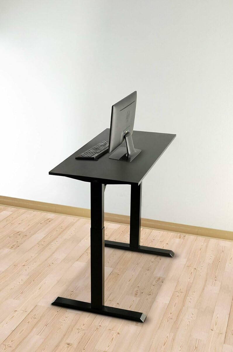 TechOrbits Electric Standing Desk Tabletop - 47 Inch Motorized Workstation Two Leg Frame Stand Up Desk with Memory Settings and Telescopic Sit-Stand Height Adjustment Black