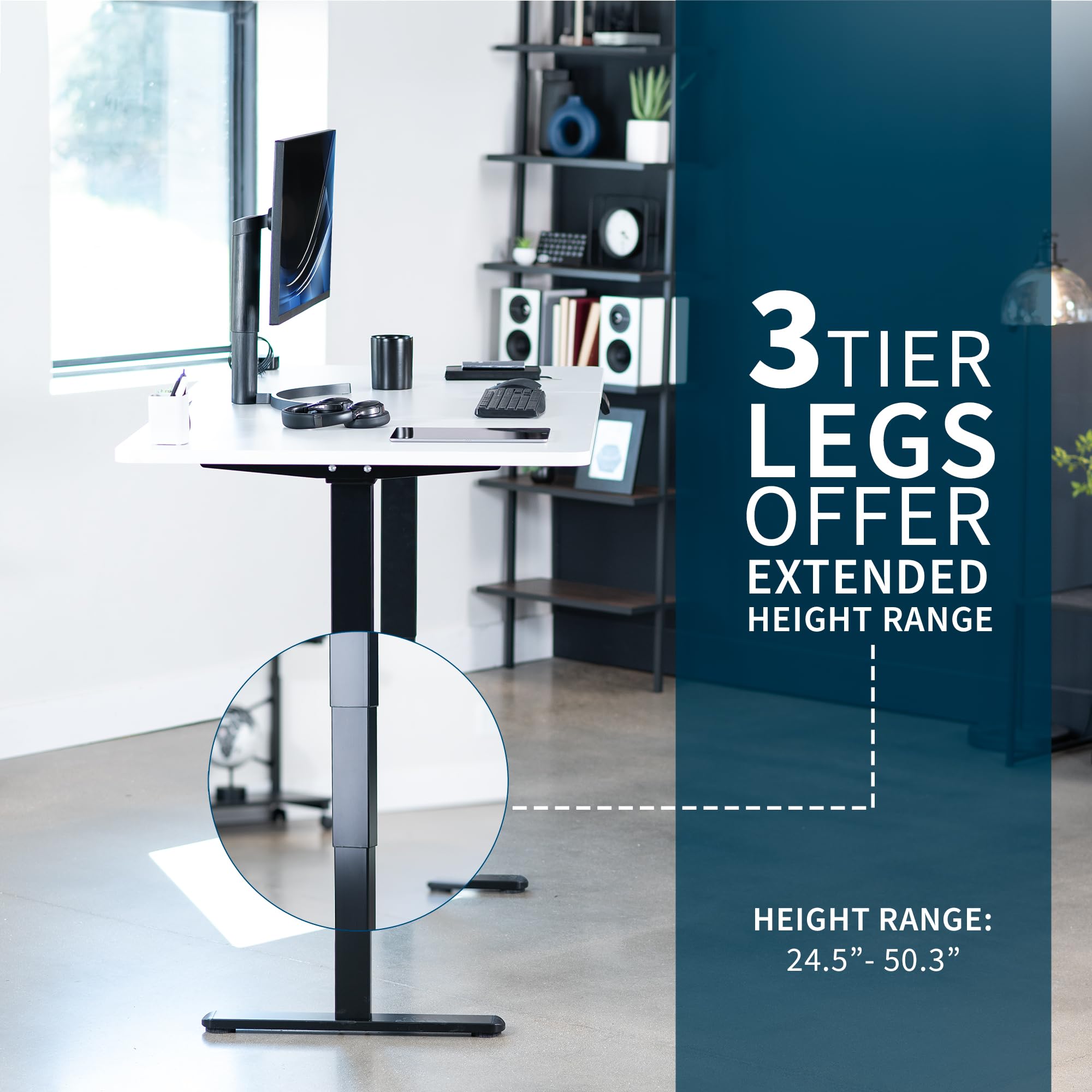 VIVO Electric Height Adjustable 71 x 36 inch Memory Stand Up Desk, White Table Top, Black Dual Motor Frame with Preset Controller, 2B Series, DESK-KIT-2B7W-36