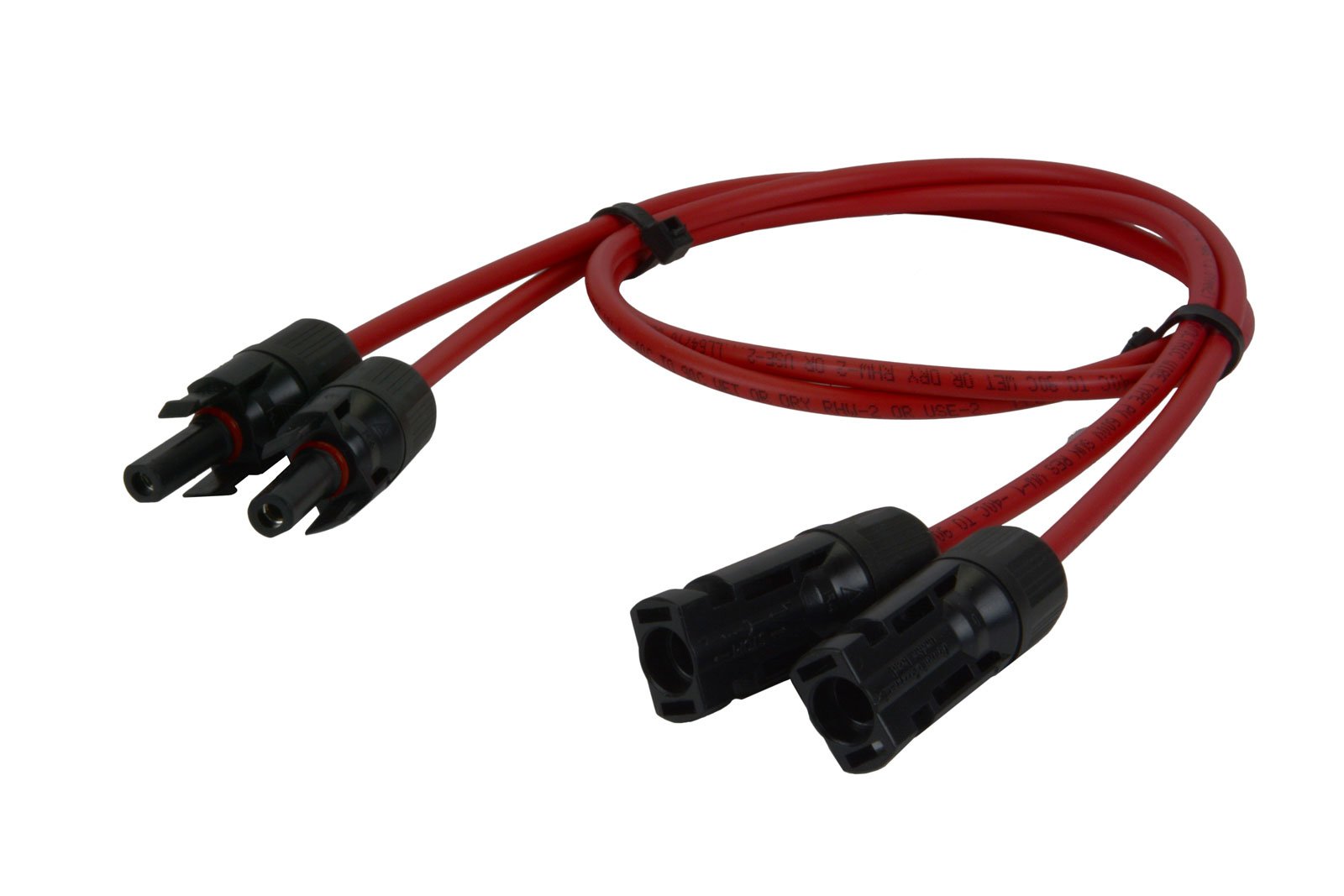 TEMCo 50ft 10 AWG Black Solar Panel Extension Cable with M-F Solar Connector Ends Qty:2