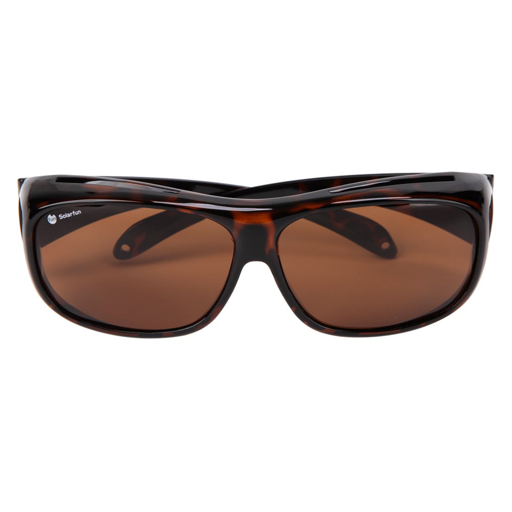 Solarfun Polarized Fit Over Glasses Sunglasses Wrap Around Solar Reduce Shield for Men and Women's Driving, Brown