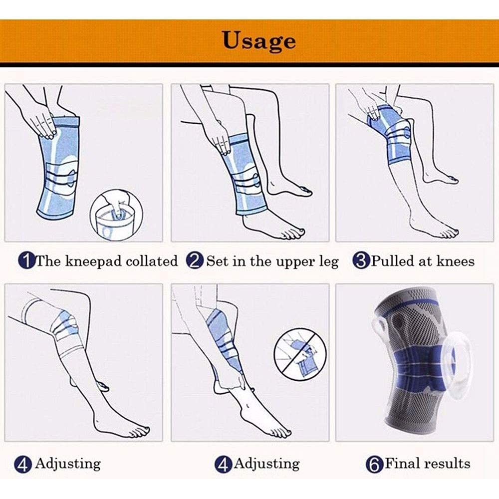 Topallnice 2 Pack Knee Brace Compression Sleeve, Elastic Knee Wraps Patella Stabilizer with Silicone Gel & Spring Support, Hinged Kneepads Protector Meniscus Tear Arthritis Running Men Women, Gray