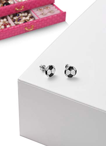 Surgical Steel Hypoallergenic Stud Earrings, Soccer Earrings with Secure Safety Screwback