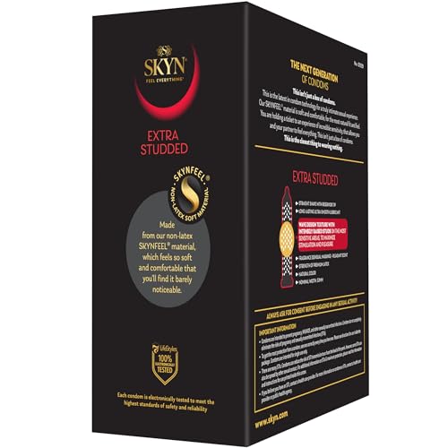 SKYN Extra Studded – 22 Count – Lubricated Latex-Free Condoms – Unique Texture Intensifies Every Moment