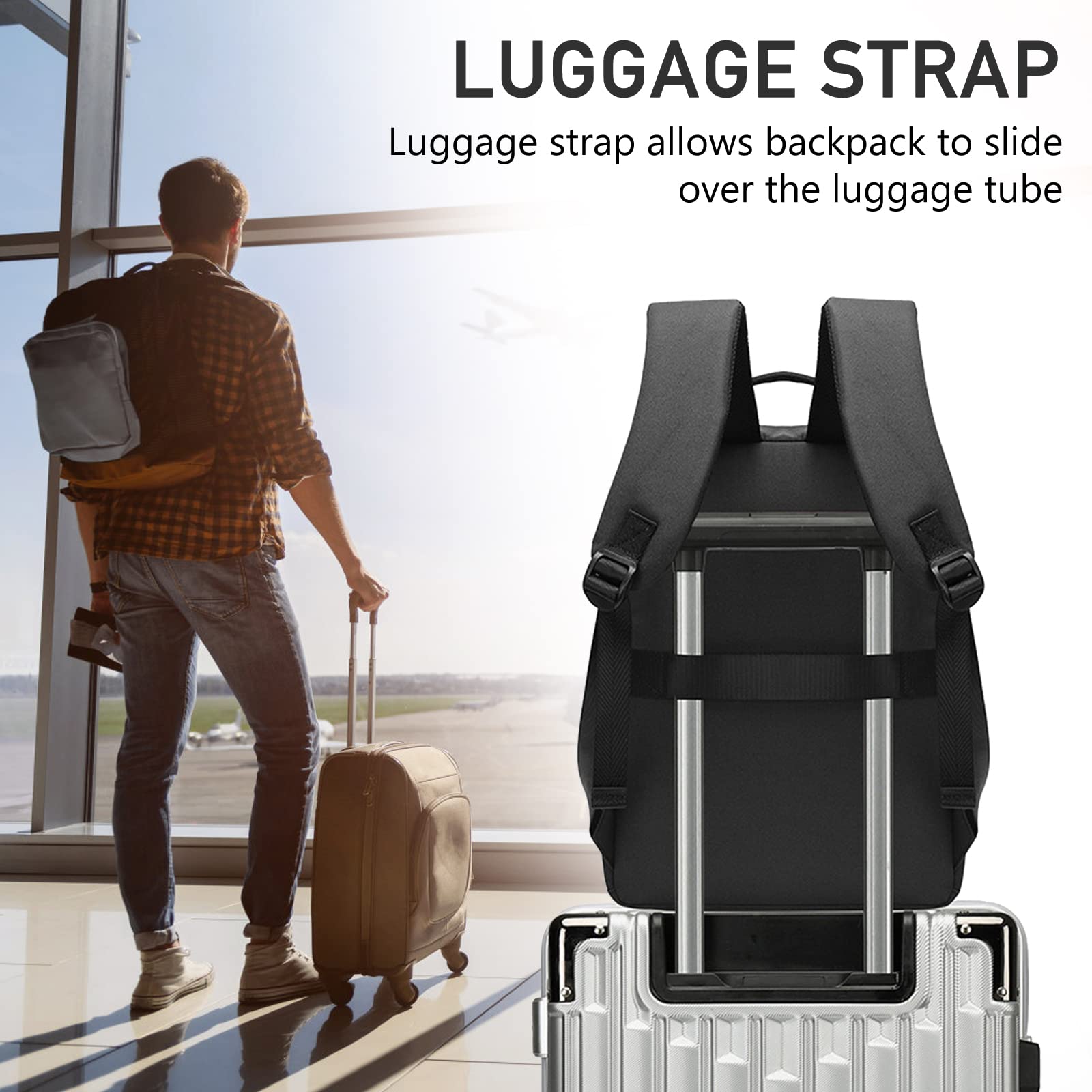 Xdalula 15.6 Inch Backpack Women Men Work Bag Fashion with USB Port, Waterproof Backpacks Nurse Stylish Travel Bags Casual Daypacks for, Business, Black