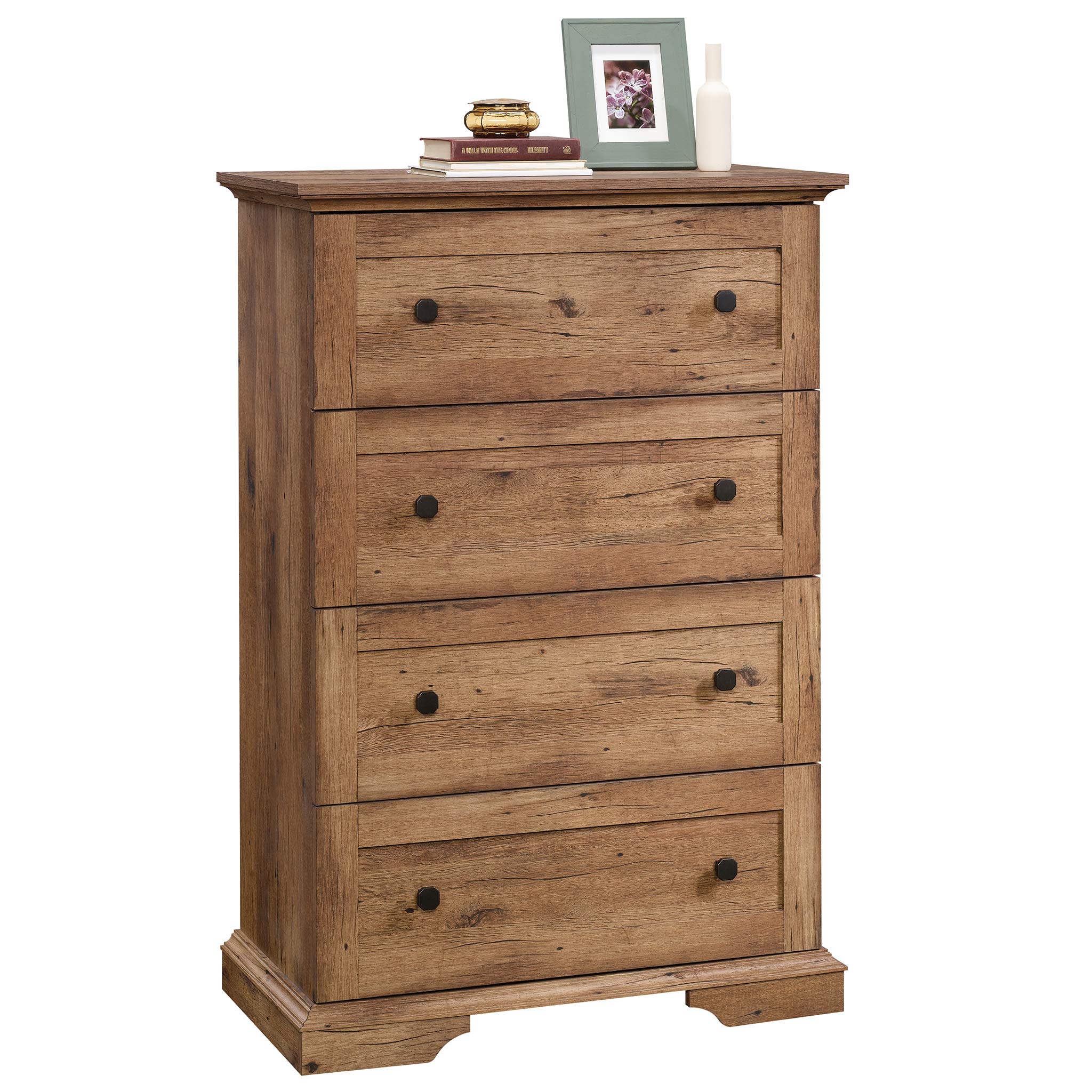 Sauder New Grange Dresser, L: 34.72" x W: 17.68" x H: 50.87", Vintage Oak Finish