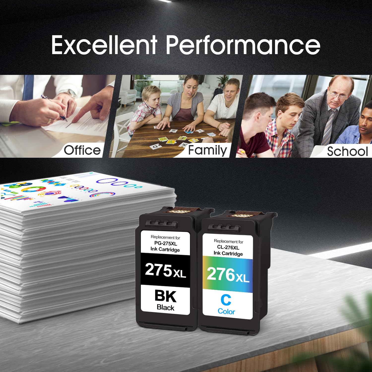 SHUPAN Ink Cartridge Replacement for Canon 275XL 276XL (Black, Color)