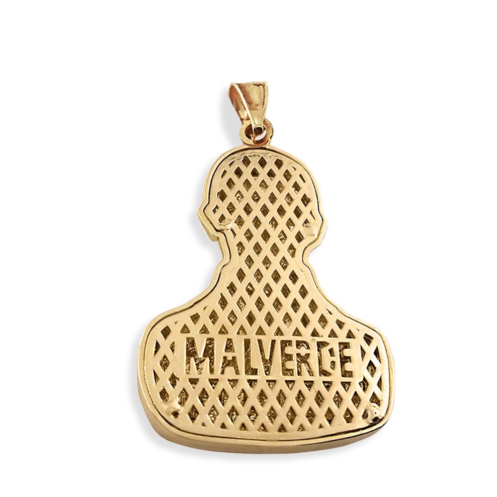 Solid 14k Yellow Gold Jesus Malverde Sinaloa Narco Saint Pendant