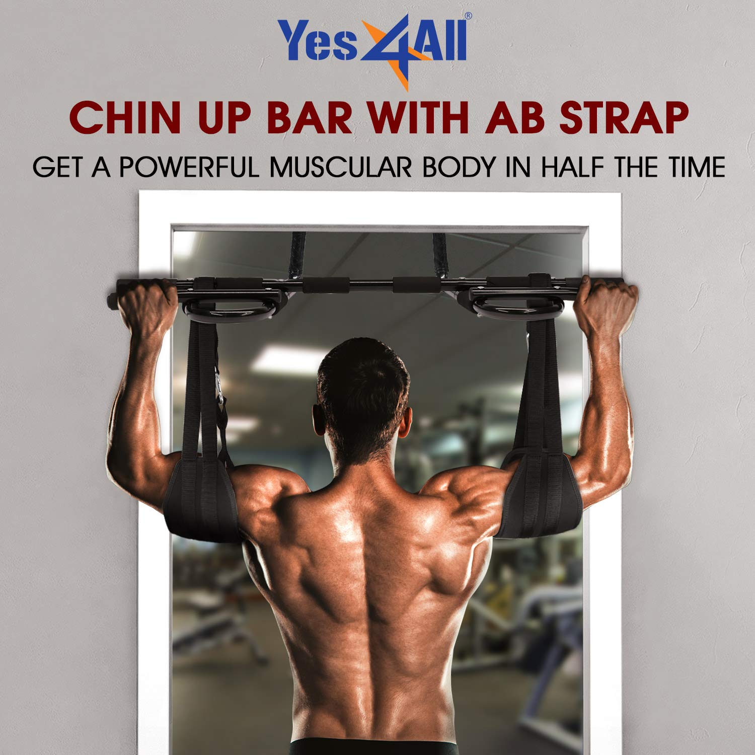 Yes4All Hanging Ab Straps for Pull Up Bar and Abdominal Training/Pull Up Straps for Abs Workout Workout/Ab straps/Ab Sling Straps - Sturdy, Safe Carabiner, Padded, All Bar Compatible