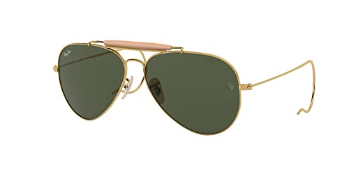Ray-Ban RB3030 Outdoorsman I Aviator Sunglasses, Shiny Gold/G-15 Green, 58 mm