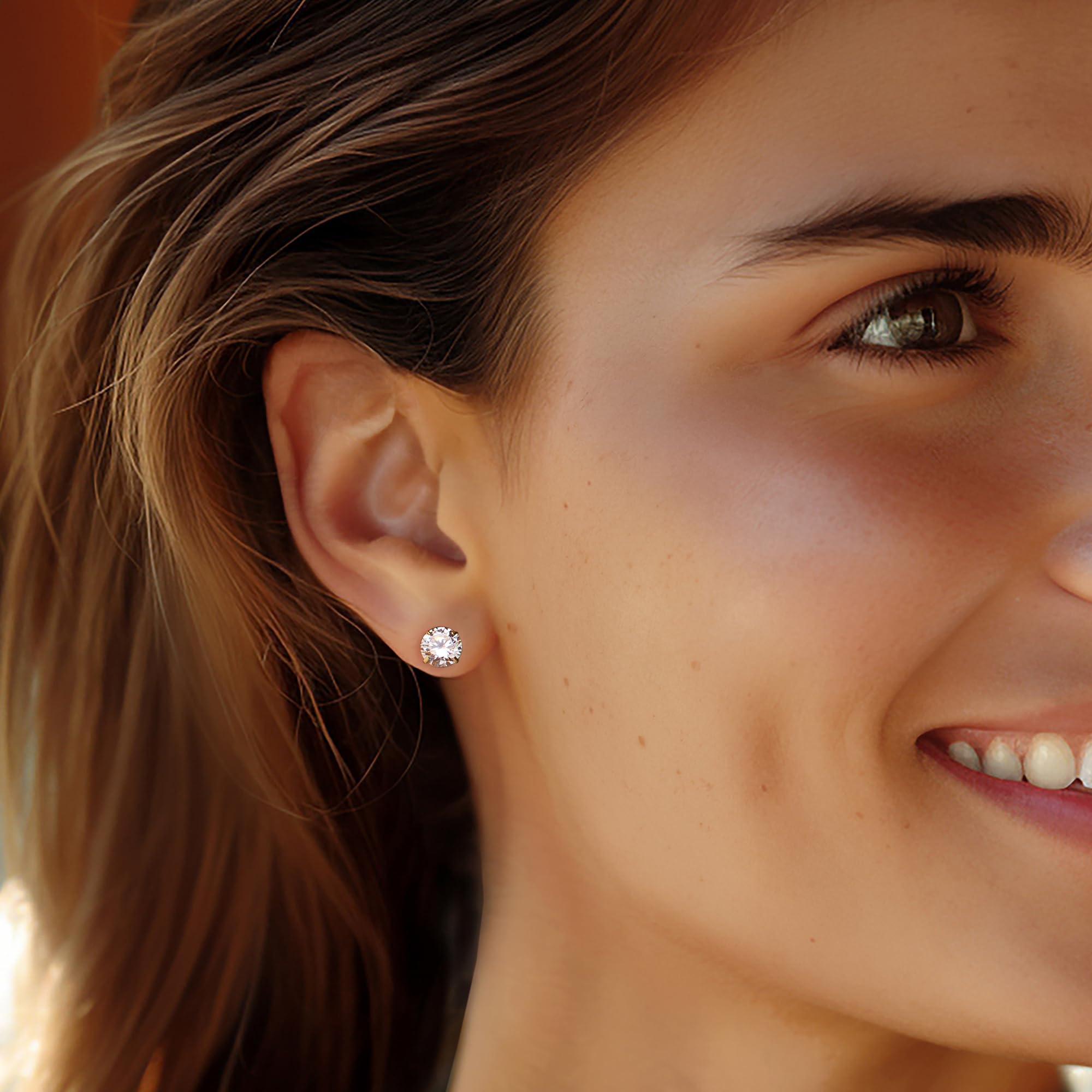 Ross-Simons Round CZ Stud Earrings in 14kt Yellow Gold
