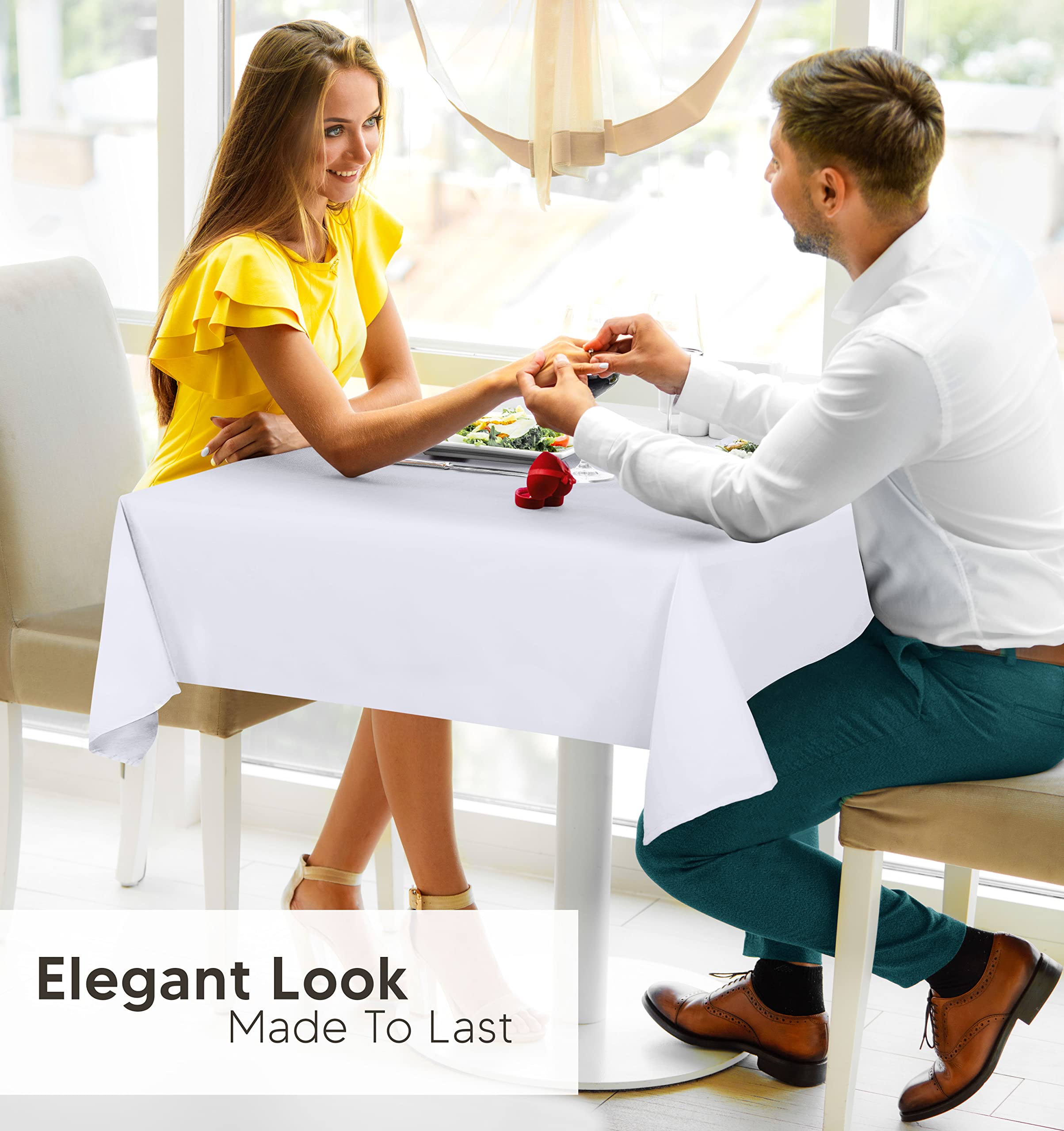 Utopia Kitchen Square Table Cloth 2 Pack [54x54 Inches, White] Tablecloth Machine Washable Fabric Polyester Table Cover for Dining, Buffet Parties, Picnic, Events, Weddings and Restaurants