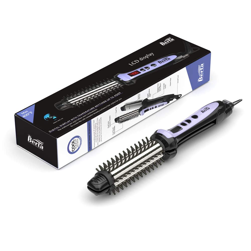 Professional Hair Curler, Straightener and Brush 3 in 1 Hair Styling Tool,Auto Shut Off,Digital LED Display,Key Lock,Smart Dual Voltage