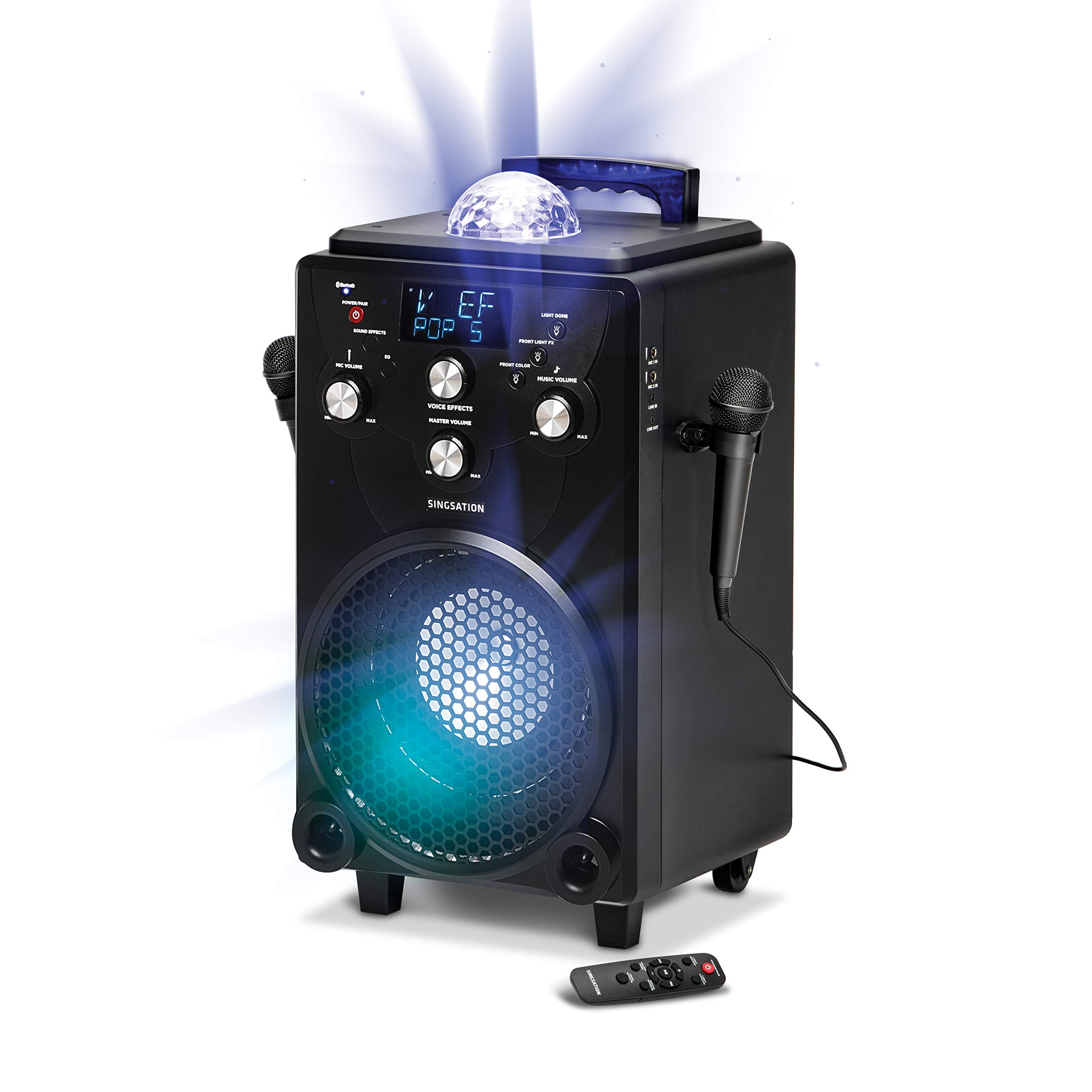 Professional Karaoke Machine for Adults and Kids - Singsation XL Portable Karaoke System - 60 Voice & 10 Sound Effects, 2 Karaoke Mics, 25 Room-Filling Light Show & Works w/Bluetooth