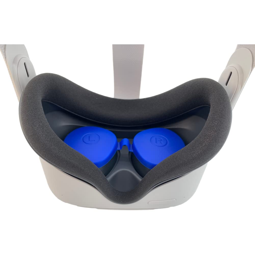 VR Lens Protective Cover for Oculus Quest 2,Oculus Quest2 VR Accessories Waterproof Dustproof Silicone Lens Cover(Blue)