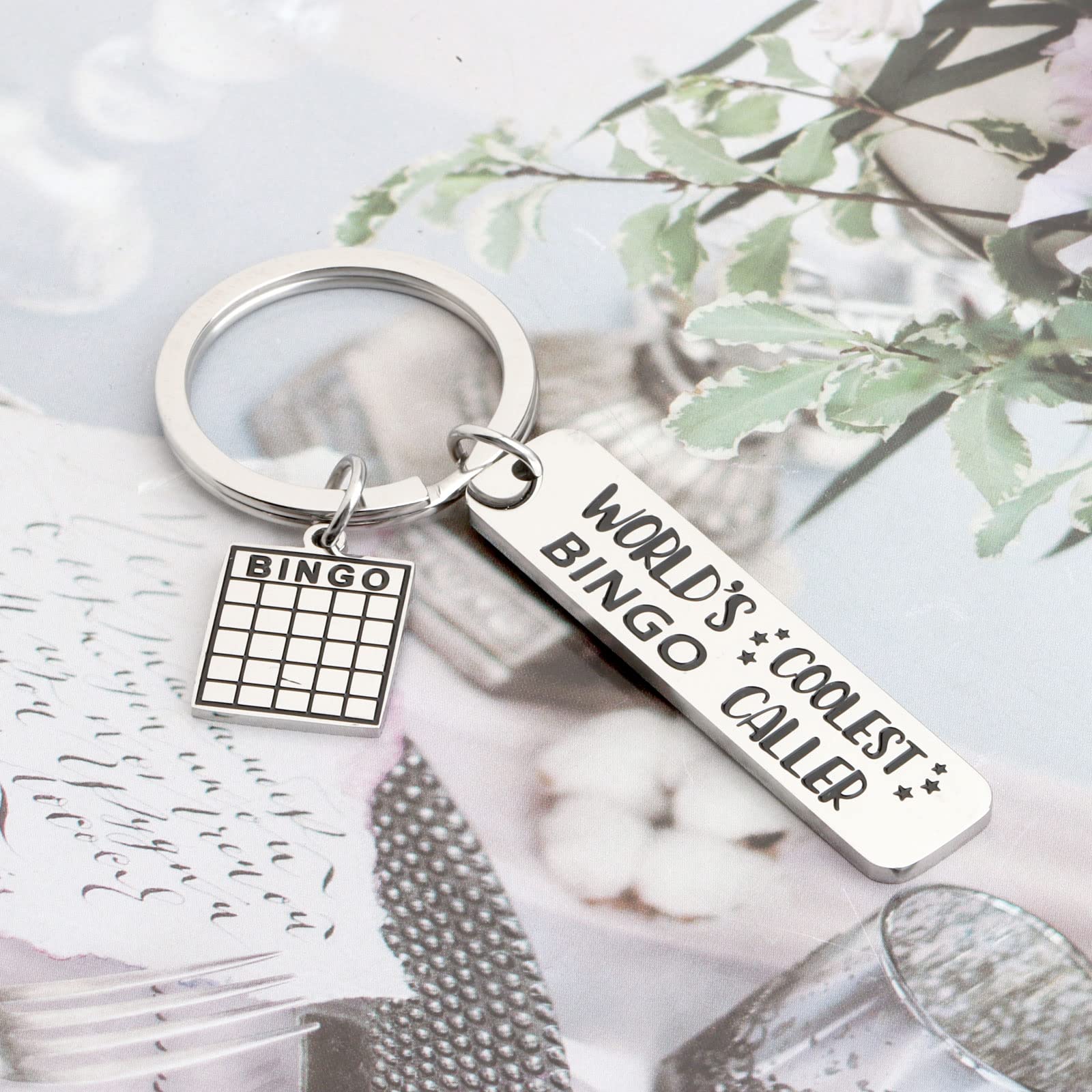 WSNANG Funny Bingo Player Gift World's Coolest Bingo Caller Keychain Bingo Winner Gift Bingo Lover Gift (Bingo Caller KC)