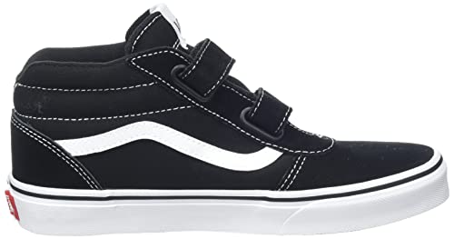 Vans Mid-Top Trainers Sneaker, Suede Canvas Black White, 4 US Unisex Big Kid