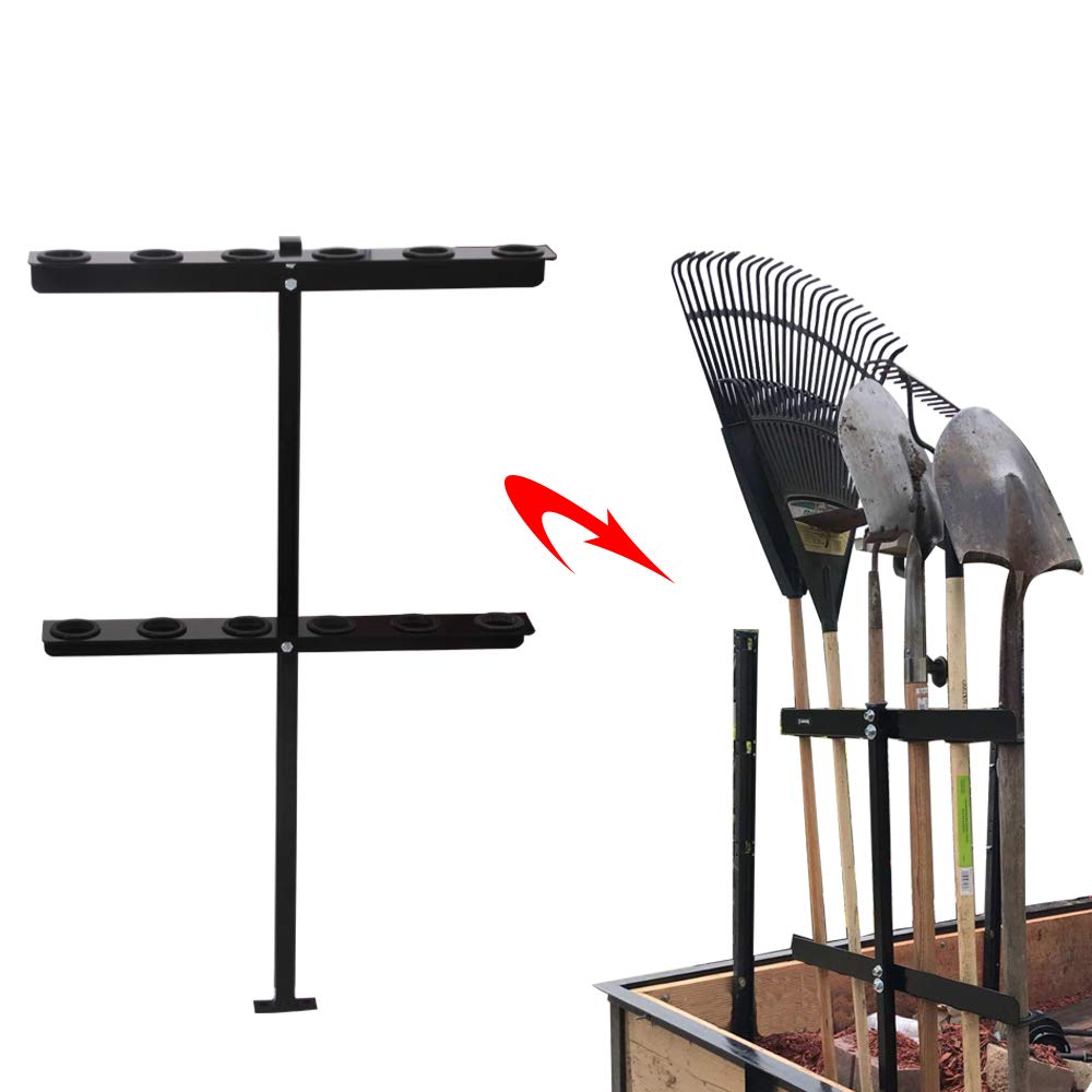 vikofan Landscape Hand Tool Rack - Trailer Shovel Racks for Lawn Equipment Holds 6 Tools Simplify Your Truck Organization