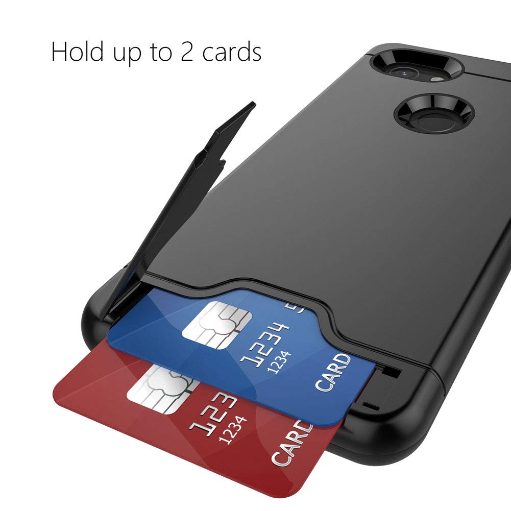 Teelevo Wallet Case for Google Pixel 3a XL, Dual-Layer Case with Hidden Card Storage and Kickstand for Google Pixel 3a XL, Matte Black