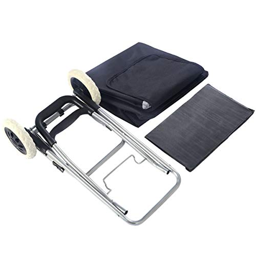 SPSUPE Foldable Shopping Carts Trolley, Grocery Cart Dolly with Wheels, Removable Push Bag, Pull Utility for Groceries, Ideal for Apartment Picnic Beach Travel, Black