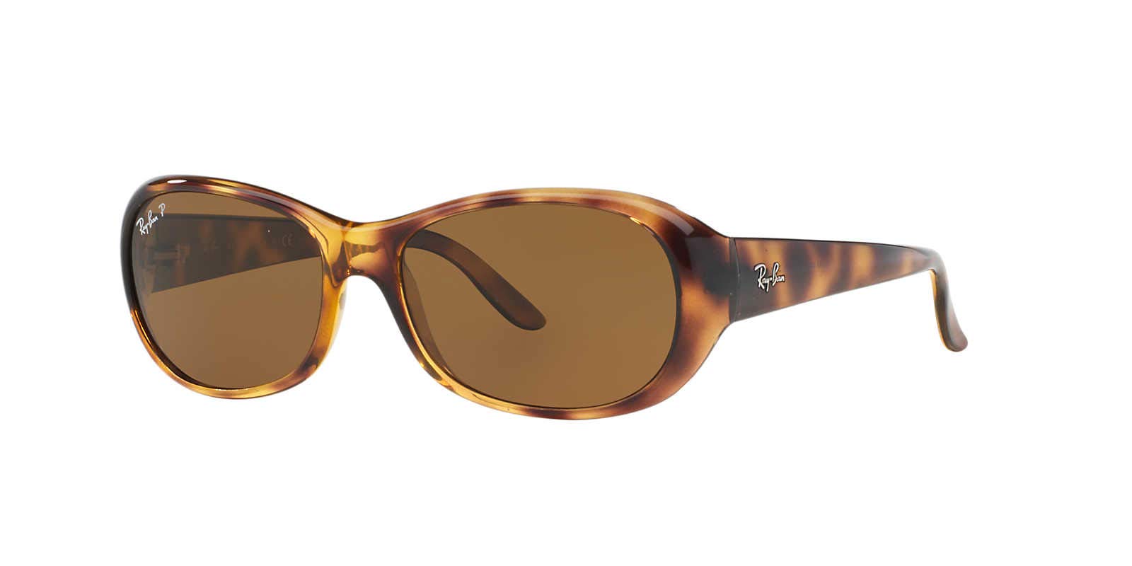 Ray-Ban Women's Rb4061 Oval Sunglasses, Havana/Polarized Brown, 55 mm