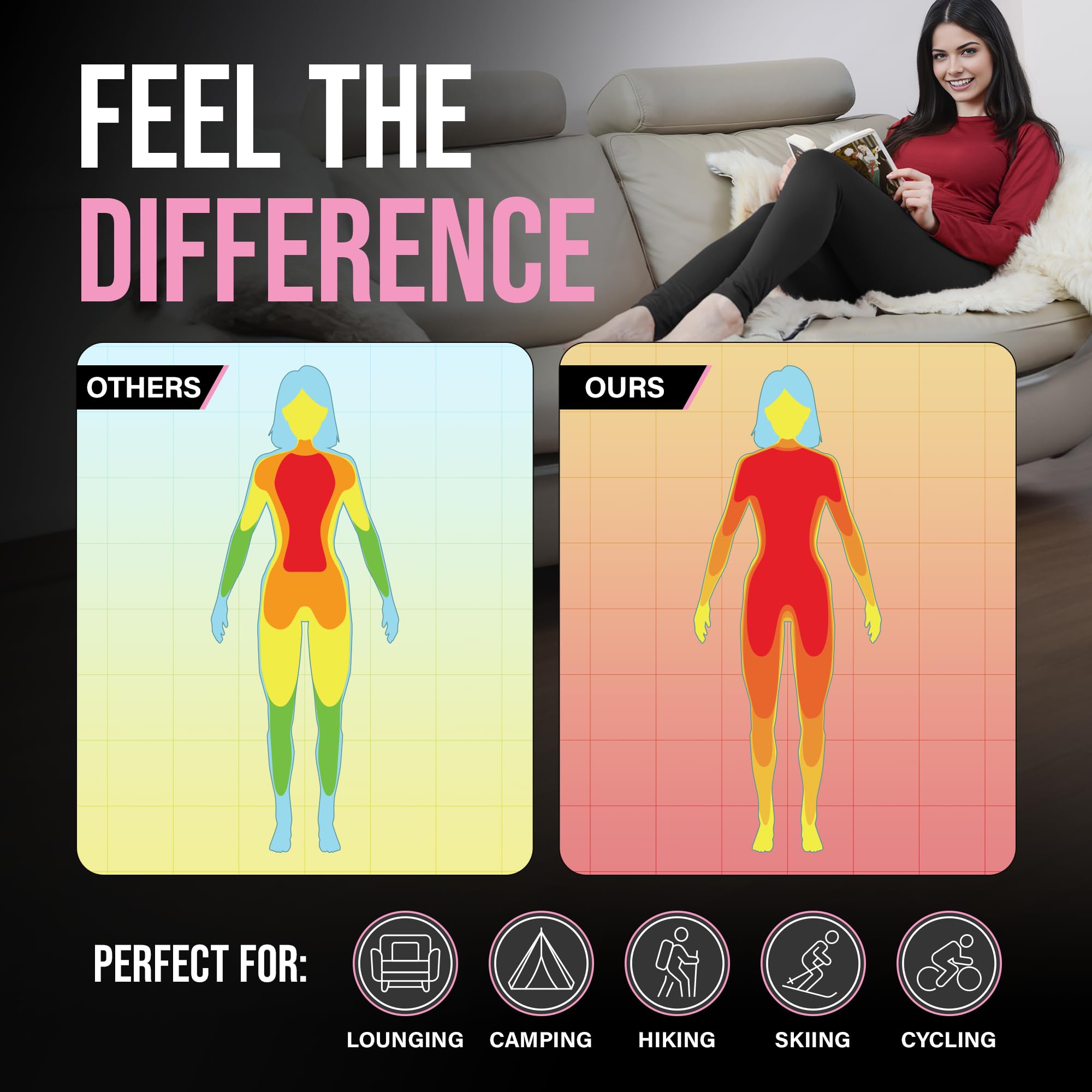 Thermajane Long Johns for Women - Thermal Leggings for Women, Fleece Lined Thermal Underwear Bottoms (Medium, Black)