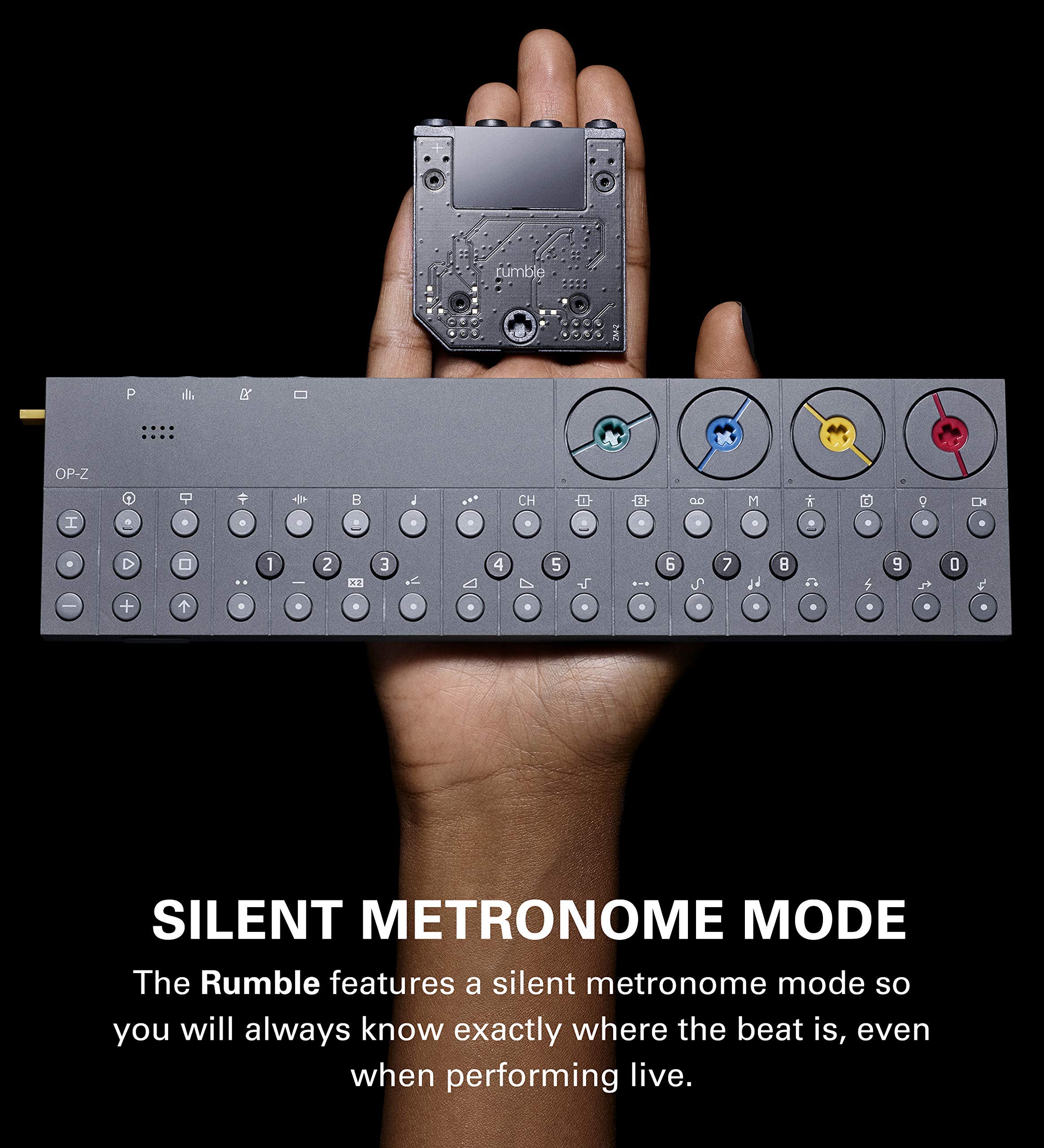 teenage engineering ZM-2 rumble expansion module accessory kit with silent metronome for OP-Z portable synthesizer and multimedia sequencer