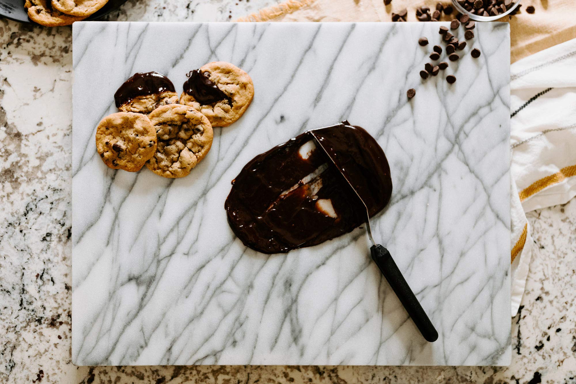 Villa Acacia Marble Cutting Board - 20 x 16 Inch Marble Slab Pastry Board for Charcuterie, Cheese, Dough, Dessert - Decorative Stone Cutting Board for Kitchen and Home