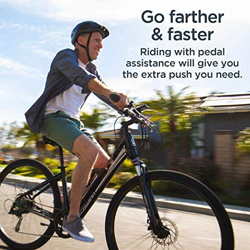 Schwinn Voyageur Electric Bike, Mid-Drive, Large Step-Through Frame, Dark Blue