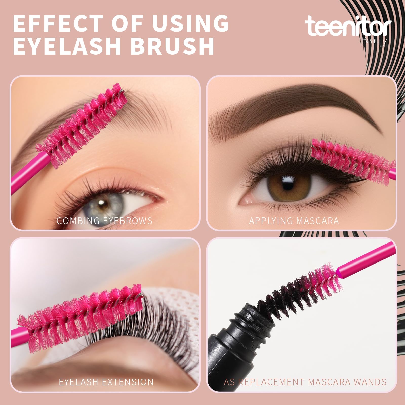 Teenitor 200 Pcs Mascara Wands, Lip Applicators Disposable Disposable Mascara Wands and Lip Wands Lip gloss Lipstick Tester Disposable Makeup Applicators Mascara Wands Hot Red