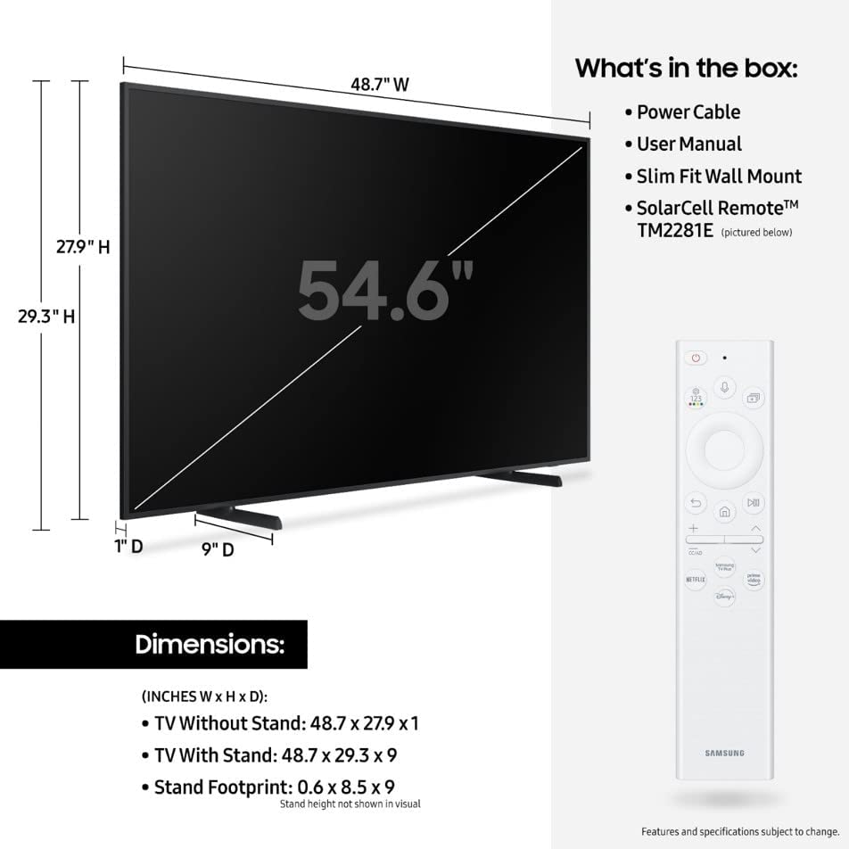SAMSUNG 55-Inch Class QLED The Frame Series - Quantum HDR Smart TV with Alexa Built-in (QN55LS03BAFXZA, 2022 Model) (Renewed)
