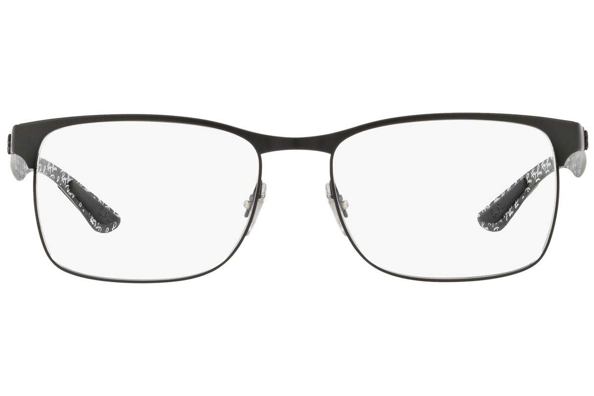 Ray-Ban RX8416 Square Prescription Eyeglass Frames, Matte Black/Demo Lens, 55 mm