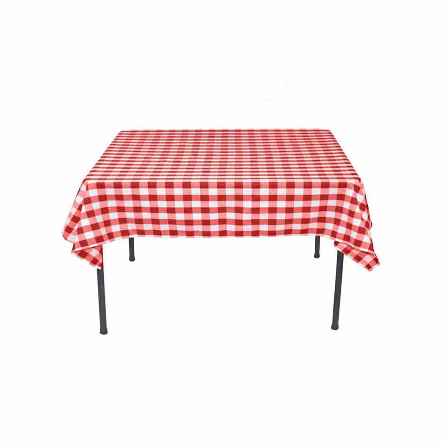 Runner Linens Factory Square Checkered Tablecloth 45x45 Inches (Red & White)