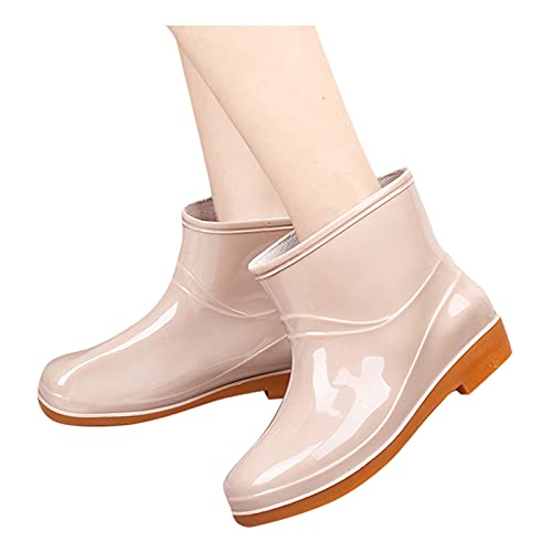 Xudanell Mujer Booties Waterproof Ankle Rain Boots Rainy Non-Slip Rubber Botas para Mujer Casual Winter Botas De Mujer Khaki