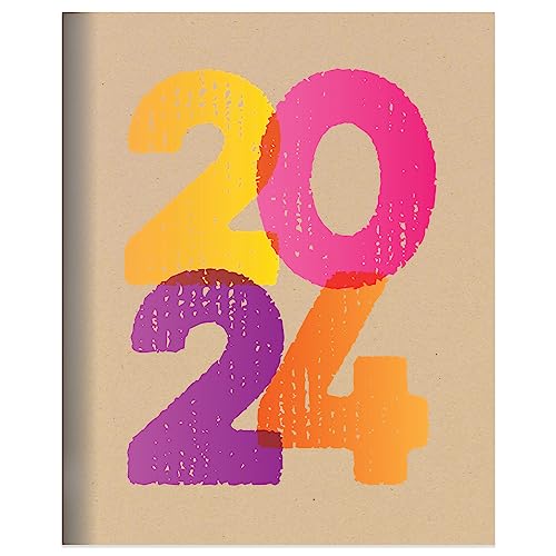 TF PUBLISHING 2024 Kraft Medium Monthly Planner | 2 Page Spreads | Large Calendar Grid and Planning Prompts | 12 Month Calendar for School and Work | Journal and Note Space | 6.5" x 8"