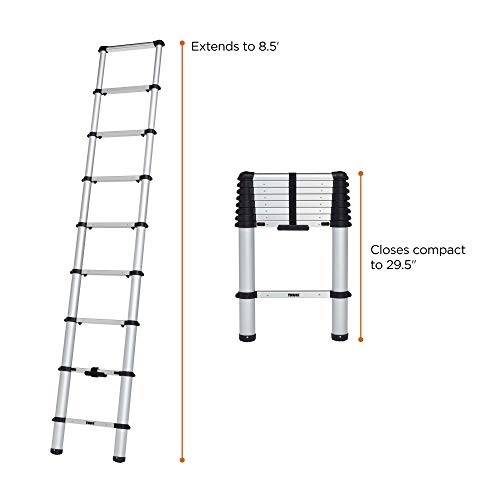 Thule Van Ladder - 9 Steps - 8.5Ft Extension - Telescoping Van Ladder - Easy Close System - EN:131 Compliant