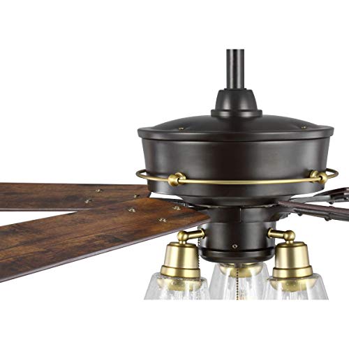Progress Lighting Teasley Collection 56" Five-Blade Ceiling Fan with Glass Shades