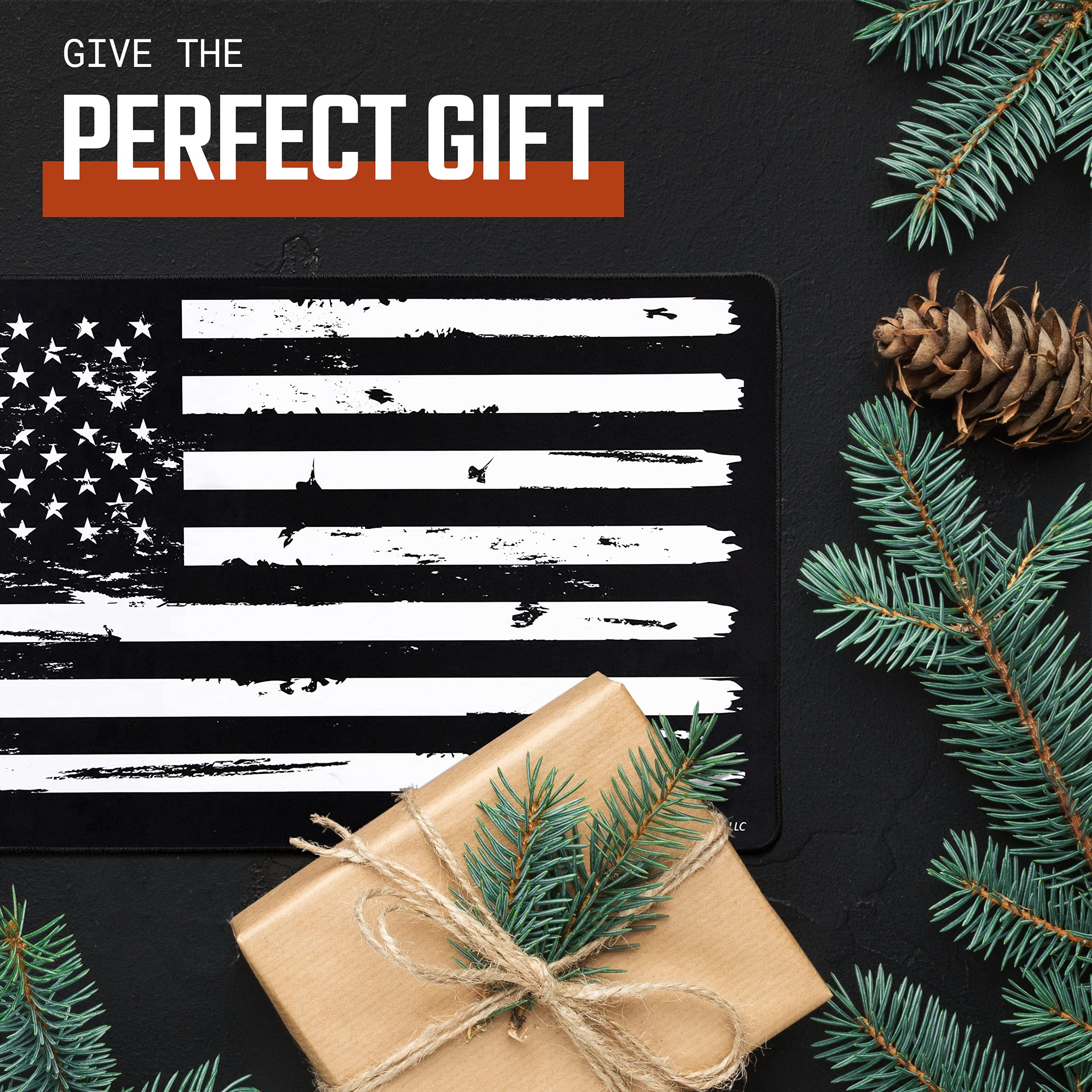 Ultimate Rifle Build Gun Cleaning Mat - Non-Slip Pad with Distressed US Flag Design for Gun Cleaning Supplies- Large (28x16β)