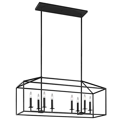 Sea Gull Lighting 6615008-839 Perryton Eight Light Island Pendant Hanging Modern Light Fixture, Blacksmith Finish