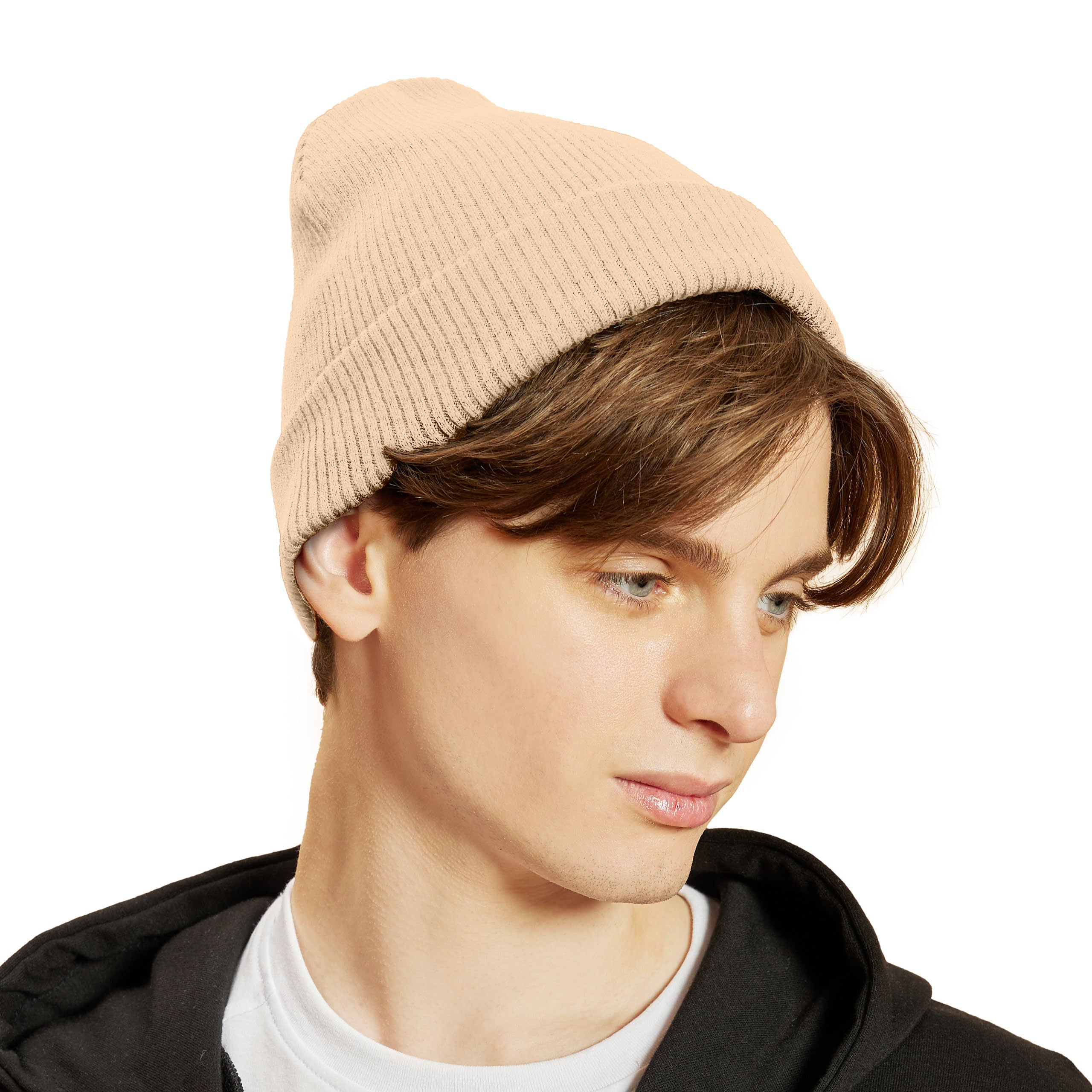 The Hat Depot - 100% Cotton Soft Cuffed Skull Plain Daily Beanie (Royal Blue)