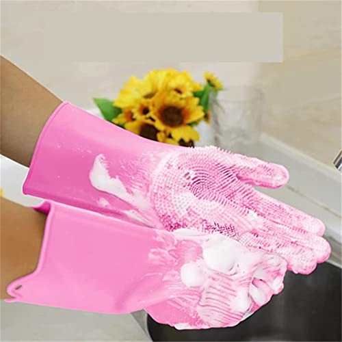 TEETSY Cleaning Gloves Wash Dishes, Clean Gloves, Magic Silicone Rubber, Wash Dishes With Heat-resistant Scrub (Color : 3)