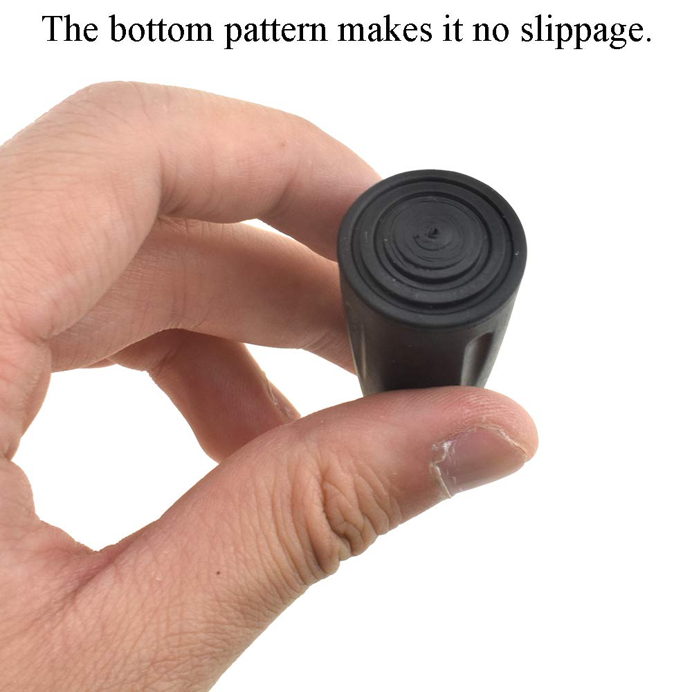 Yadaland Hiking Pole Rubber Tips 0.43inch Hole Diameter Protector Shock Absorbing Durable Solid Not Easy to Deform Slip Stay Securely for Trekking Walking Stick Grip Well Add Traction Black 5pieces