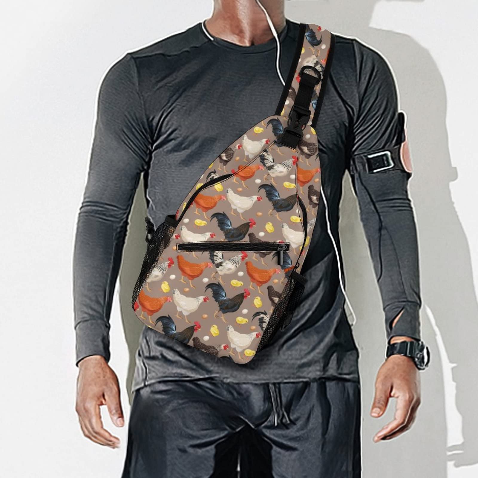 VSOFMY Sling Bag for Men Women Crossbody Sling Backpack Bag for Travel Hiking Daypack Chest Bag Chicken