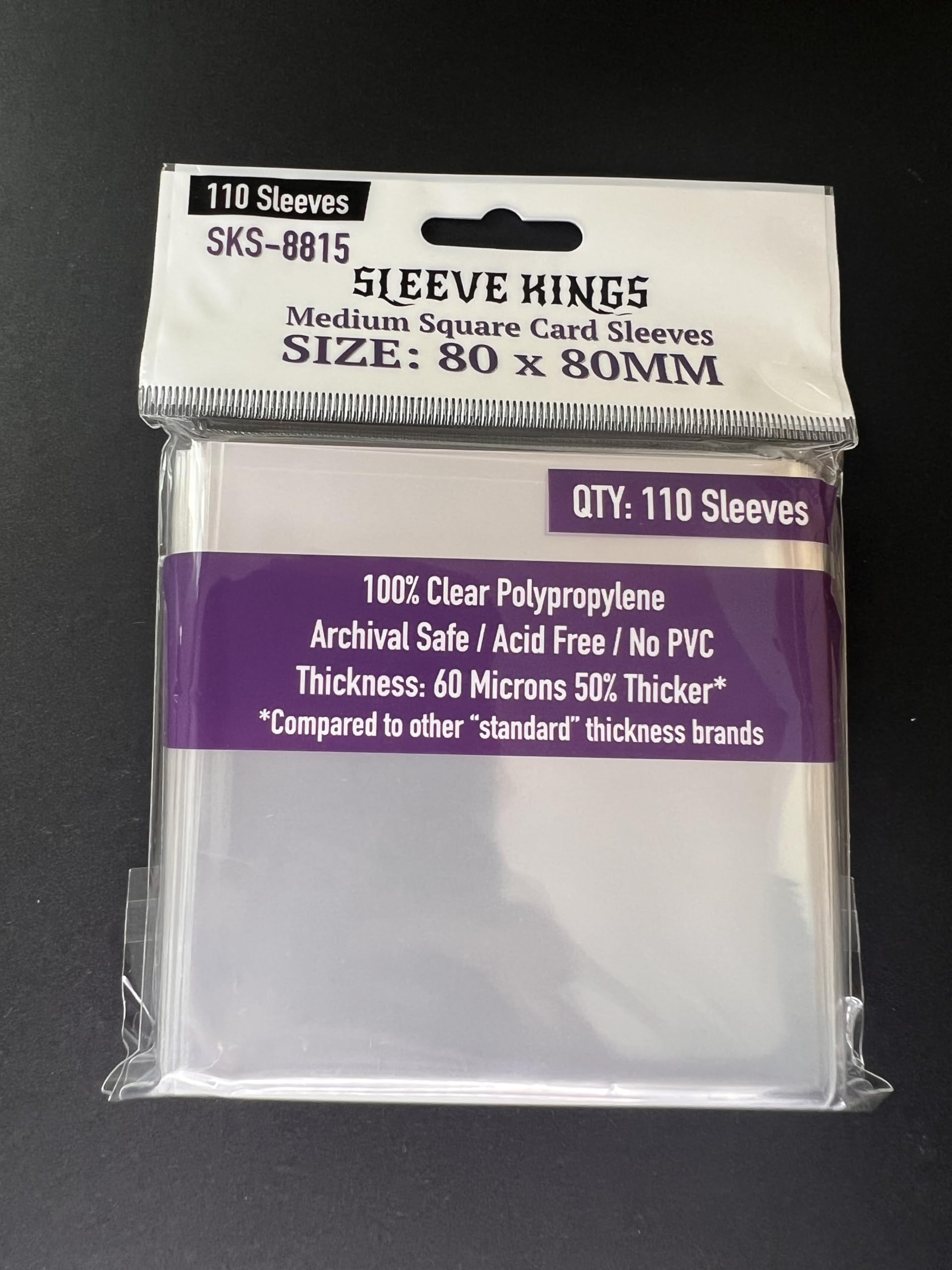 Sleeve Kings Medium Square Card Sleeves (80x80mm) - 110 Pack, 60 Microns