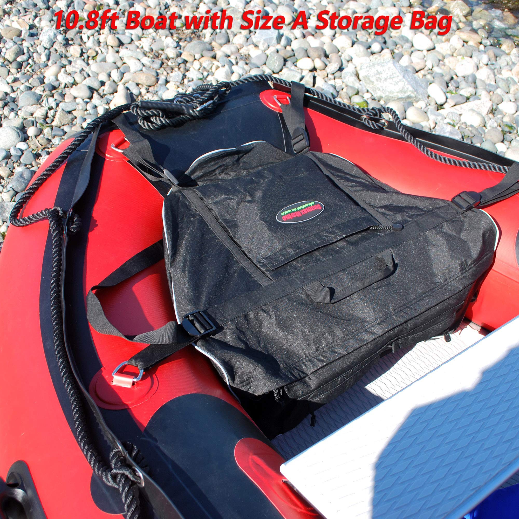Seamax Sunlitec Front Accessory Storage Bow Bag for Inflatable Boat, with Reflective Line - Size C for 15-20ft Boat