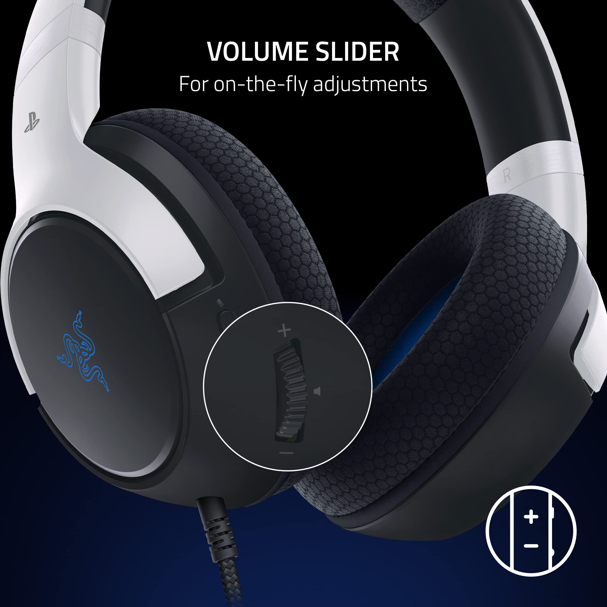 Razer Kaira X Wired Gaming Headset for PlayStation 5 / PS5, PS4, PC, Mac, Mobile: 50mm Drivers - HyperClear Cardioid Mic - Memory Foam Cushions - On-Headset Controls - White & Black