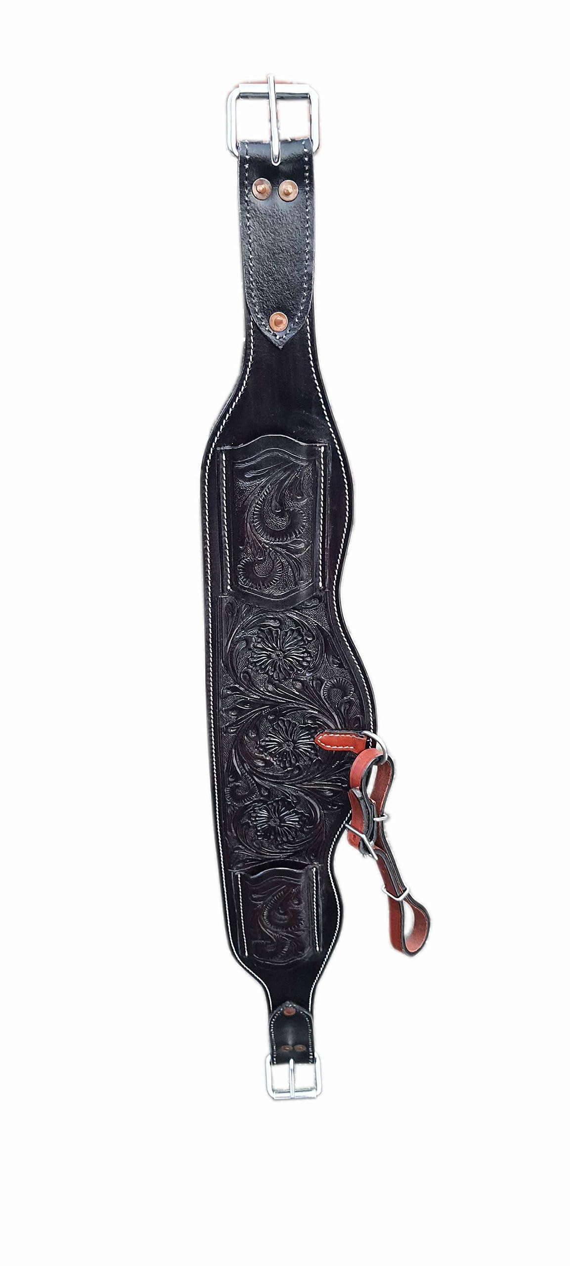 SHOWMEN CRAFT Western Horse Tooled Leather Rear Flank Saddle Oily Tan Roper Back Tan Cinch with Billets