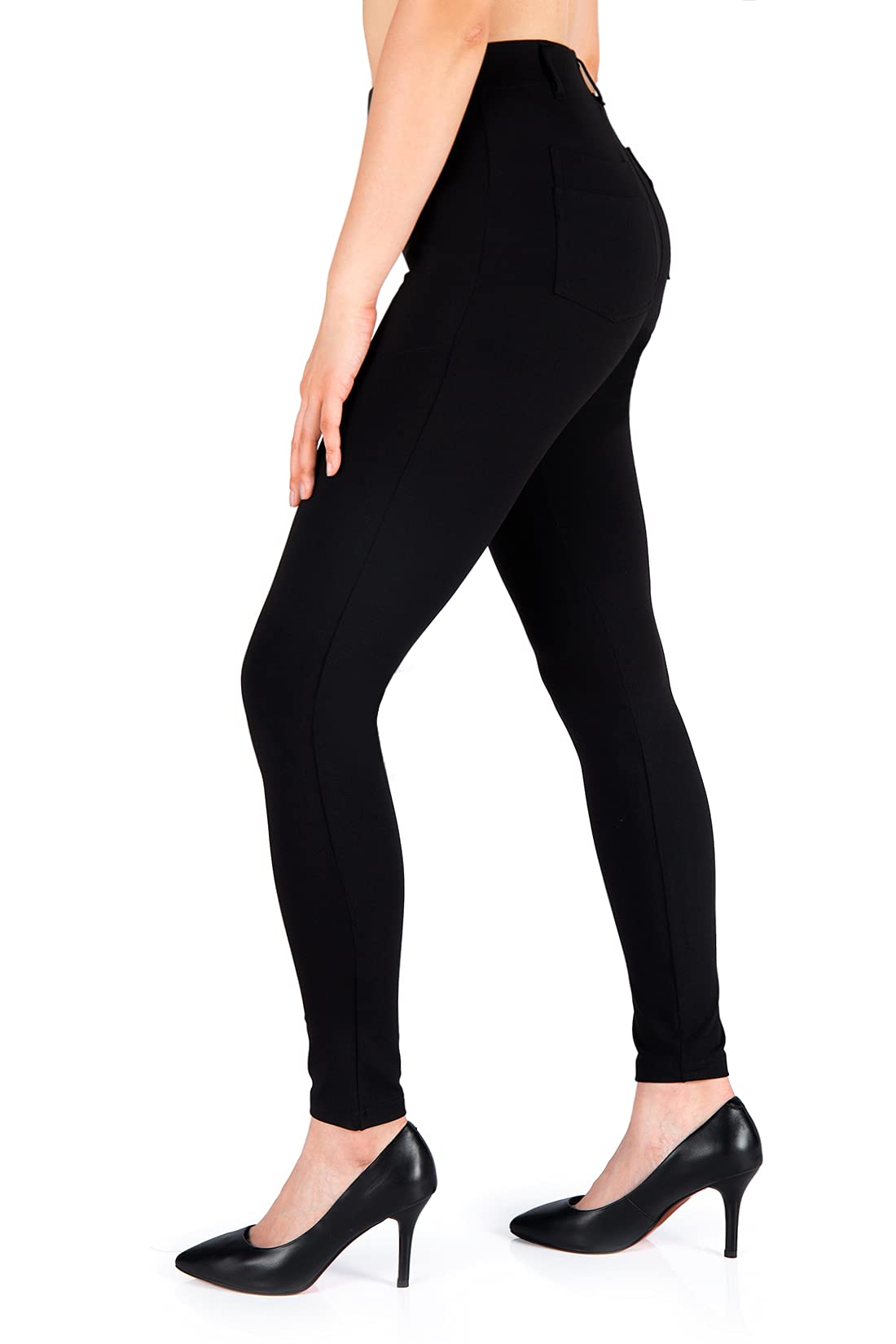 Yogipace,Belt Loops,Tall Women's Pull-on Yoga Dress Pants Skinny Work Leggings,31",Black,Size XXL