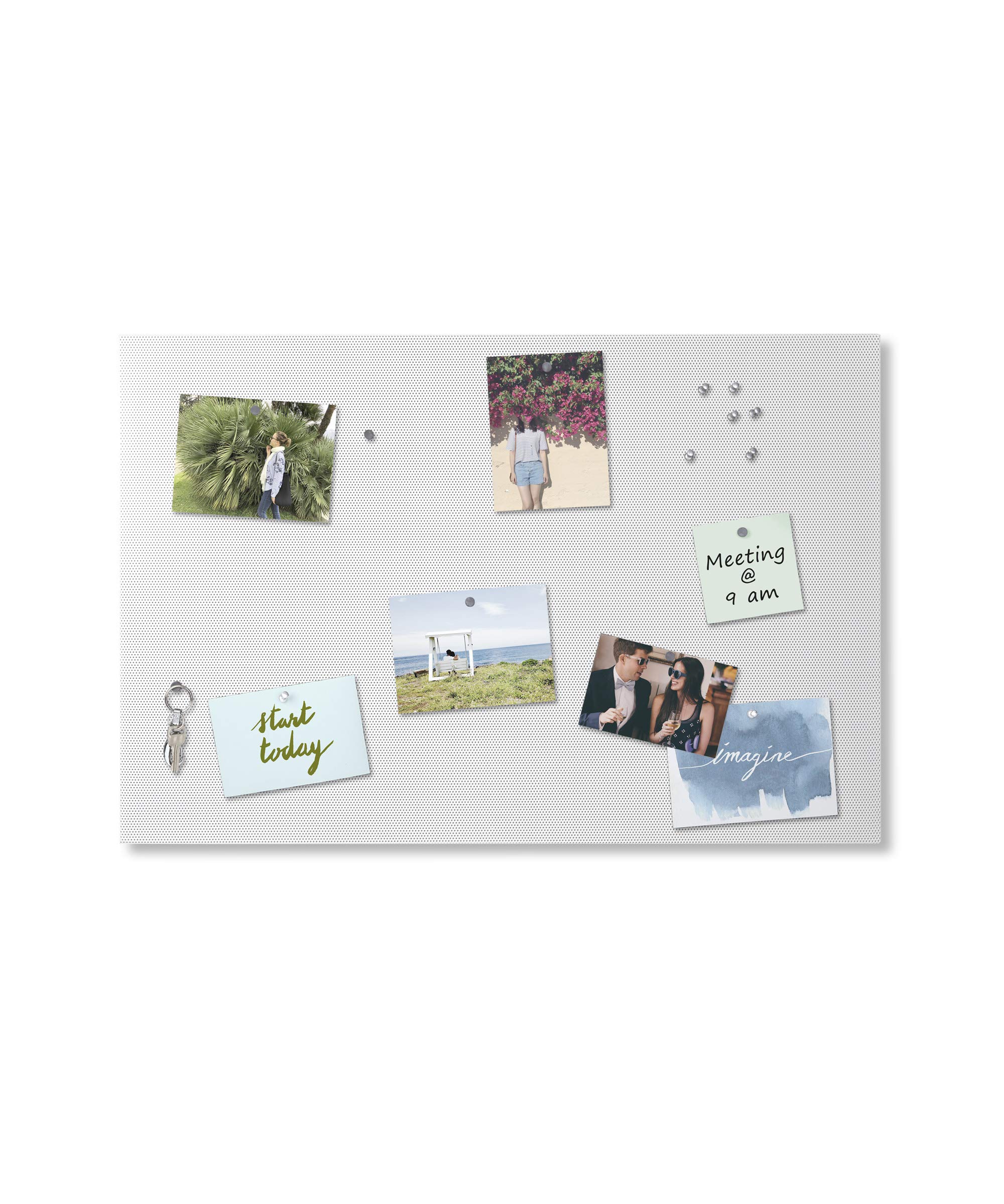 Umbra Bulletboard – Cork Board, Bulletin Board and Magnetic Board for Walls – Modern Look with Dual Surface Design – Includes 12 Pushpins and 12 Magnets, 30x20 Inch, White