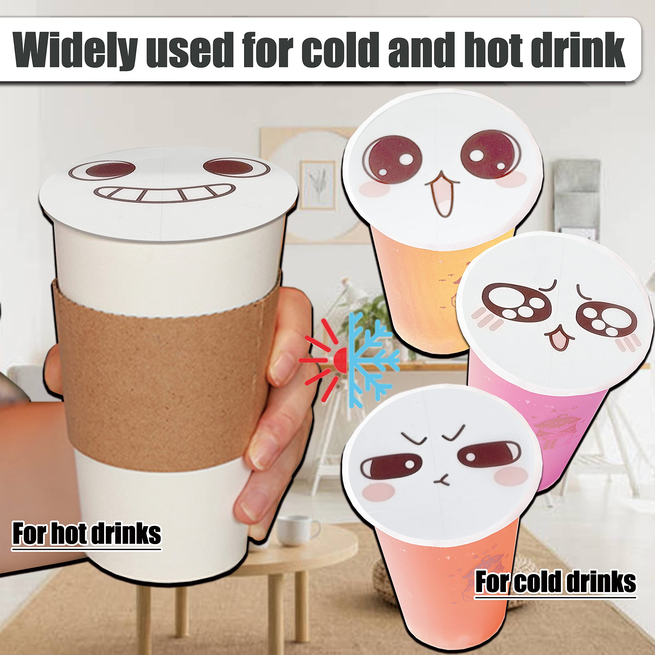 VorChef Cup Sealing Film Tea Cup Sealing Film Boba Cup Sealer Film 90-105 mm 3000 Cups for PP Plastic and Paper Cups (White)